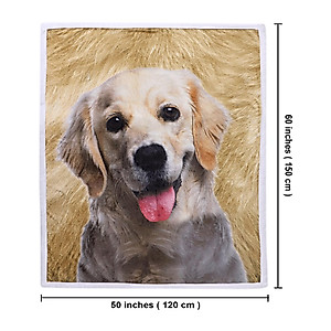 Zevrez Golden Retriever Blanket, Cute Golden Retriever Gifts Kids Throw Blanket with Dog on It Soft Flannel Blanket Gift for Golden Retriever Lovers Boys Girls Sofa Bed 48"x60"