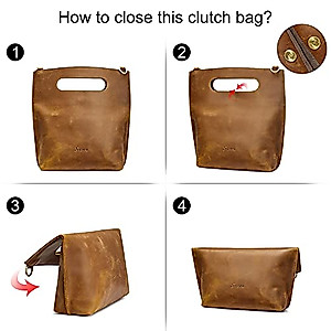 S-ZONE Women Vintage Genuine Leather Tote Bag Large Shoulder Purse with Clutch Bag