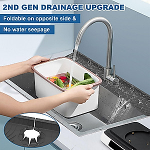 LVJING 33 inch Sink Splash Guard Mat, Sink Faucet Drying Mat, Silicone Faucet Handle Drip Catcher Tray, Longer Silicone Sink Mat for KitchenBathroom, Drip Protector Splash Countertop (Black)