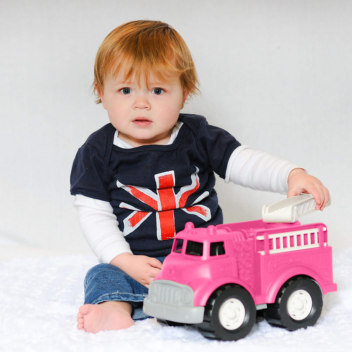 Big Plastic Toy Fire Truck for Toddlers Boys and Girls | Pink Fireman Engine Vehicle with Rescue Ladders for Indoor and Outdoor Imaginative Play (Pink)