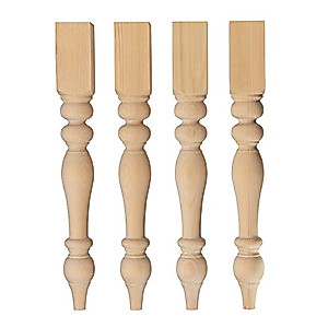 CAROLINA LEG CO. Chunky Farmhouse Table Legs - Unfinished - DIY Furniture - Turned Legs - Set of 4 - Dimensions: 3.5" x 29"