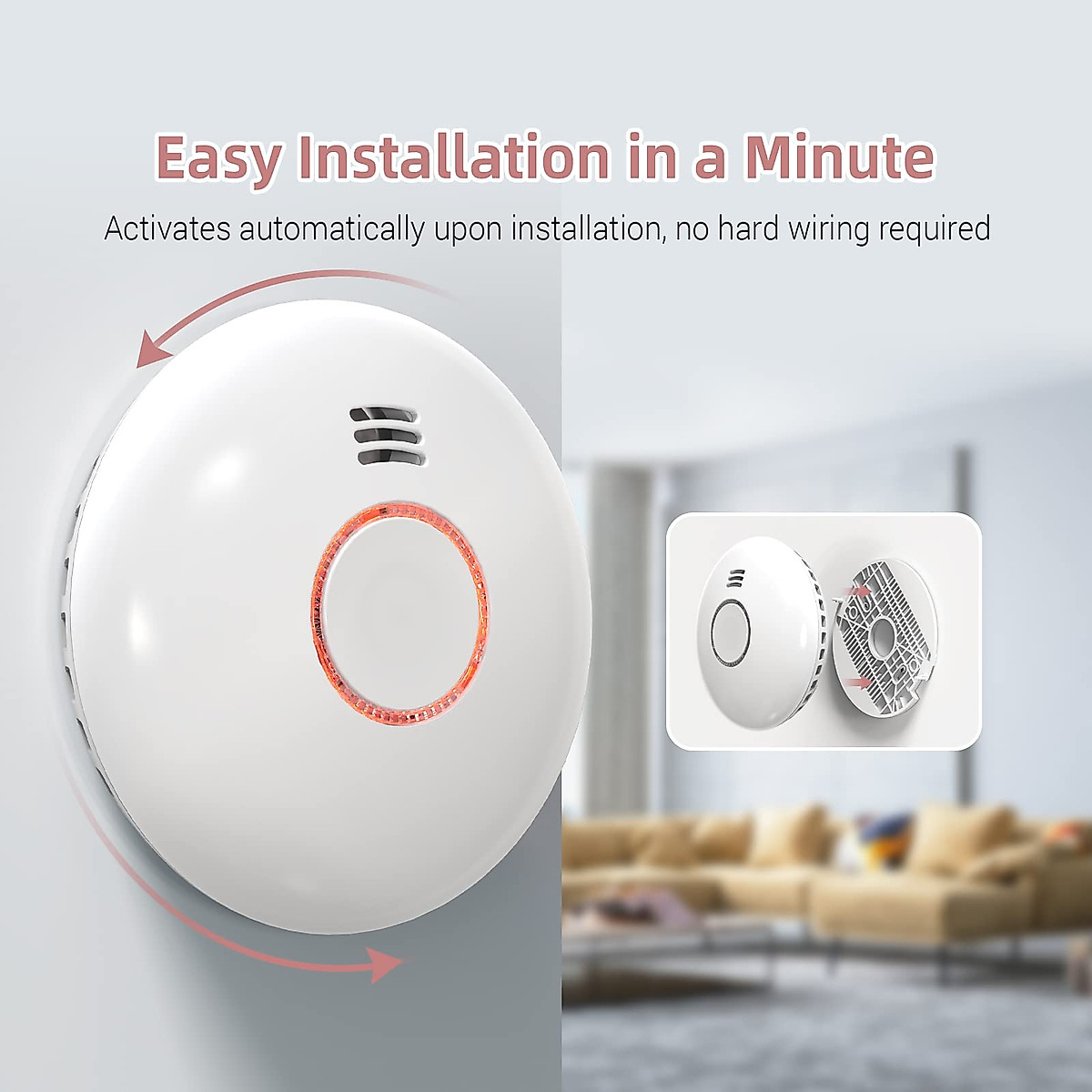 Putogesafe Smart Smoke Detector, Wireless WiFi Smoke Detector with App Control, WiFi Smoke Alarm with LED & Silence Button, Fire Alarm with Photoelectric Sensor for Home, Low Battery Warning, 2 Pack