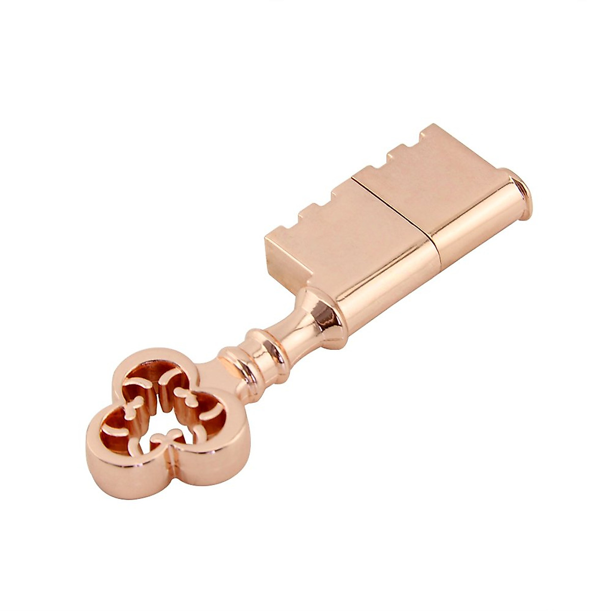 Fashion Cool Metal 32GB USB 2.0 Flash Drive Rose Gold Key Shape Pen Drive Keychain Thumb Drive Memory Stick Gift