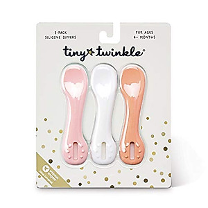 Tiny Twinkle Silicone Dipper 3-Pack - Baby Utensils for First Feeding, Baby Led Weaning Training Spoons