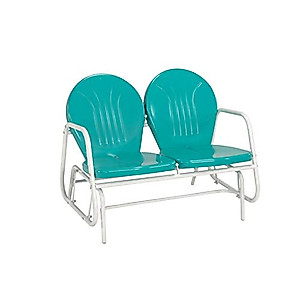 Woodlawn&Home, 200030, Retro Outdoor Glider Bench, Turquoise