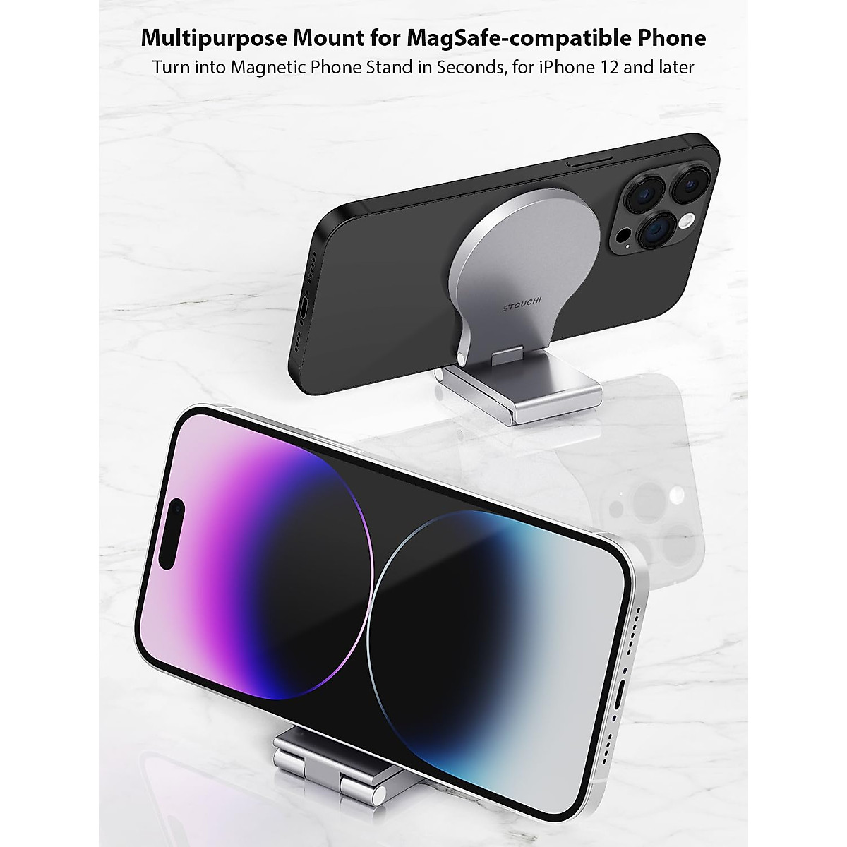 Stouchi Continuity Camera Mount for iMac, Desktop Monitor Compatible iPhone Webcam Mount with Mag-Safe