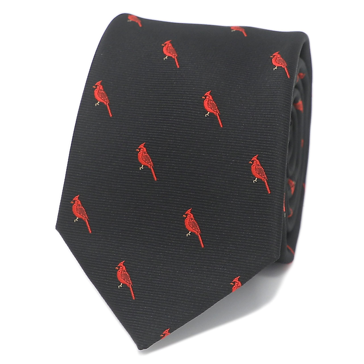 MENDEPOT Red Birds Pattern Necktie With Gift Box Northern Cardinal Pattern Tie