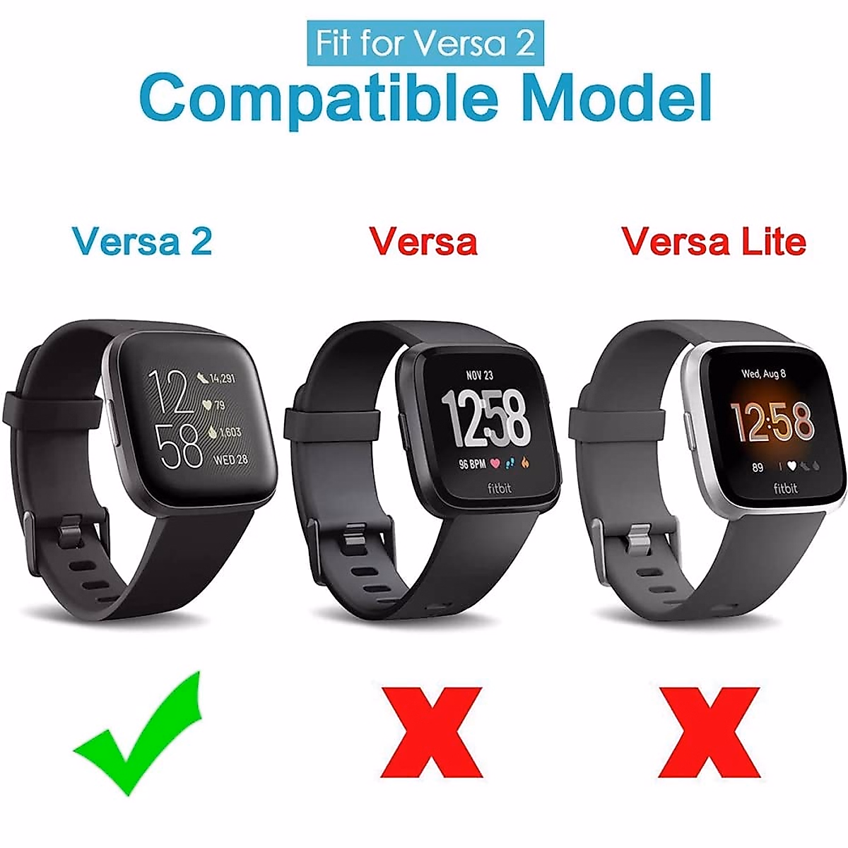 Charger Compatible with Fitbit Versa 2, Replacement Charging Cable Dock Cradle with 3.3ft USB Cord for Fitbit Versa 2 Smartwatch[2 Pack]