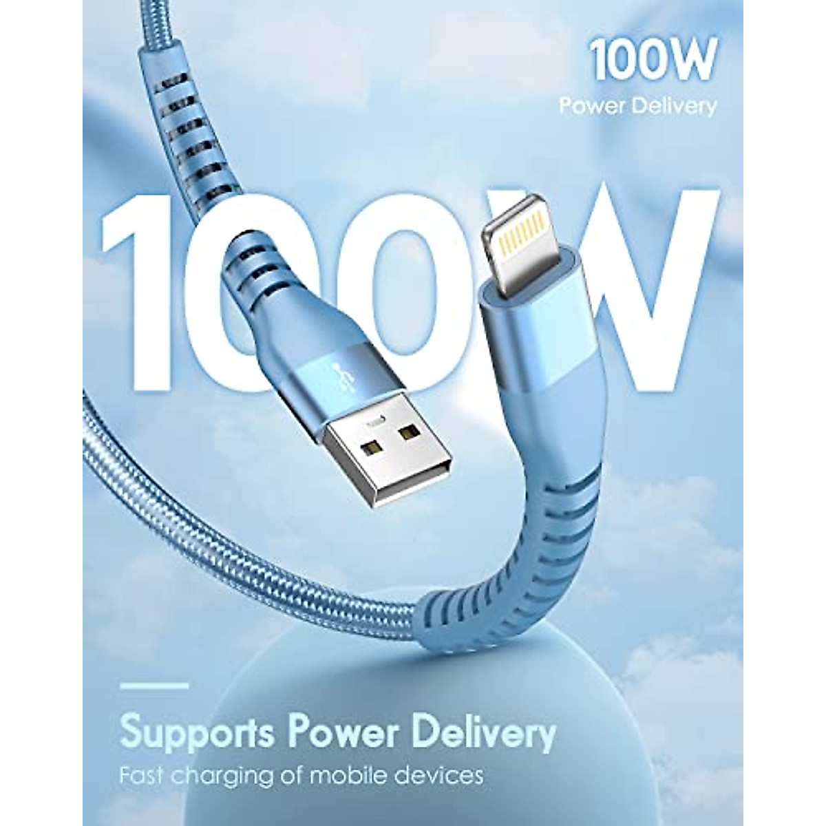 4 Pack 6FT iPhone Charger Cable [Apple Mfi-Certified] Lightning Cable Nylon Braided High Speed USB Fast Charging Cord Compatible with iPhone 14/13 Pro Max/12/11/XS/XR/X/8 plus/7/6/5/iPad（Sierra Blue）