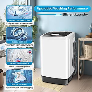 Nictemaw 1.8 Cu.Ft Portable Washing Machine, 13.5 lbs Portable Washer Dryer Combo with Drain Pump, Full Automatic Portable Washer with 10 Programs 8 Water Levels LED Display for Apartments, RV, Dorms