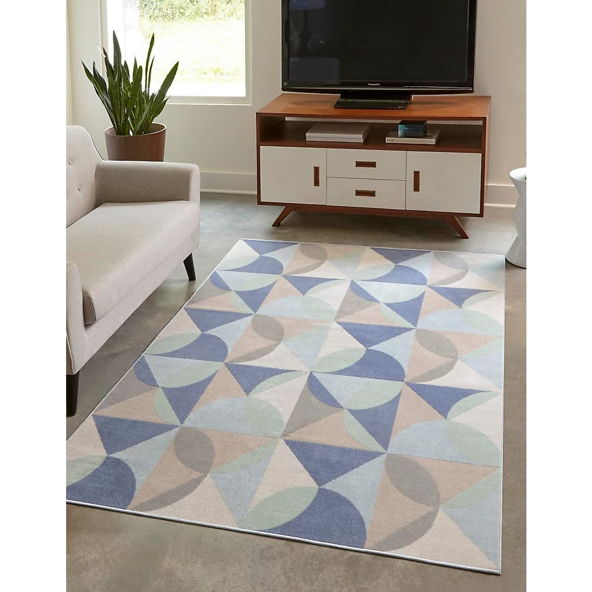 Unique Loom Lotus Collection Area Rug - King (8' x 10', Blue/ Light Blue)