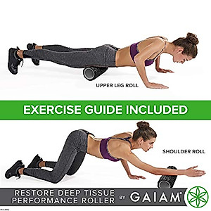 Gaiam Restore Massage Roller - Deep Tissue Performance Muscle Roller | Multi Textured Massager, High Density Hard Inner Core (13" L x 5" Diameter)