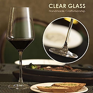 S SALIENT Wine Glasses Set of 6,Long Stem White/Red Wine glasses,14oz Hand Blown Premium Crystal Wine Glass,Gift Packing Burgundy Glasses