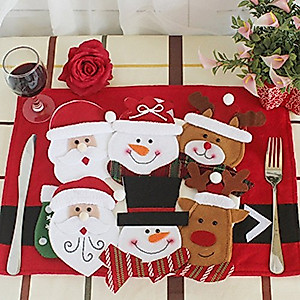 Weimay 1Pcs Christmas Dinner Table Decorations Tableware Holder Christmas Socks Decorations Mini Christmas Stockings Knife Spoon Fork Bag for Xmas Party Dinner Table Decoration