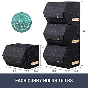 CleverMade Modular Storage System LUXE - Self-Standing, Stacking, and Hanging Storage Organizer for Home Organization and Storage – 3-Tier Hanging Closet Organizer - Made From Recycled Materials