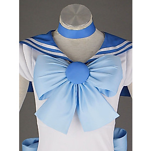 OURCOSPLAY Women's Mercury Mizuno Ami Battle Cosplay Costume Dress 6 Pcs Set (Women XS)