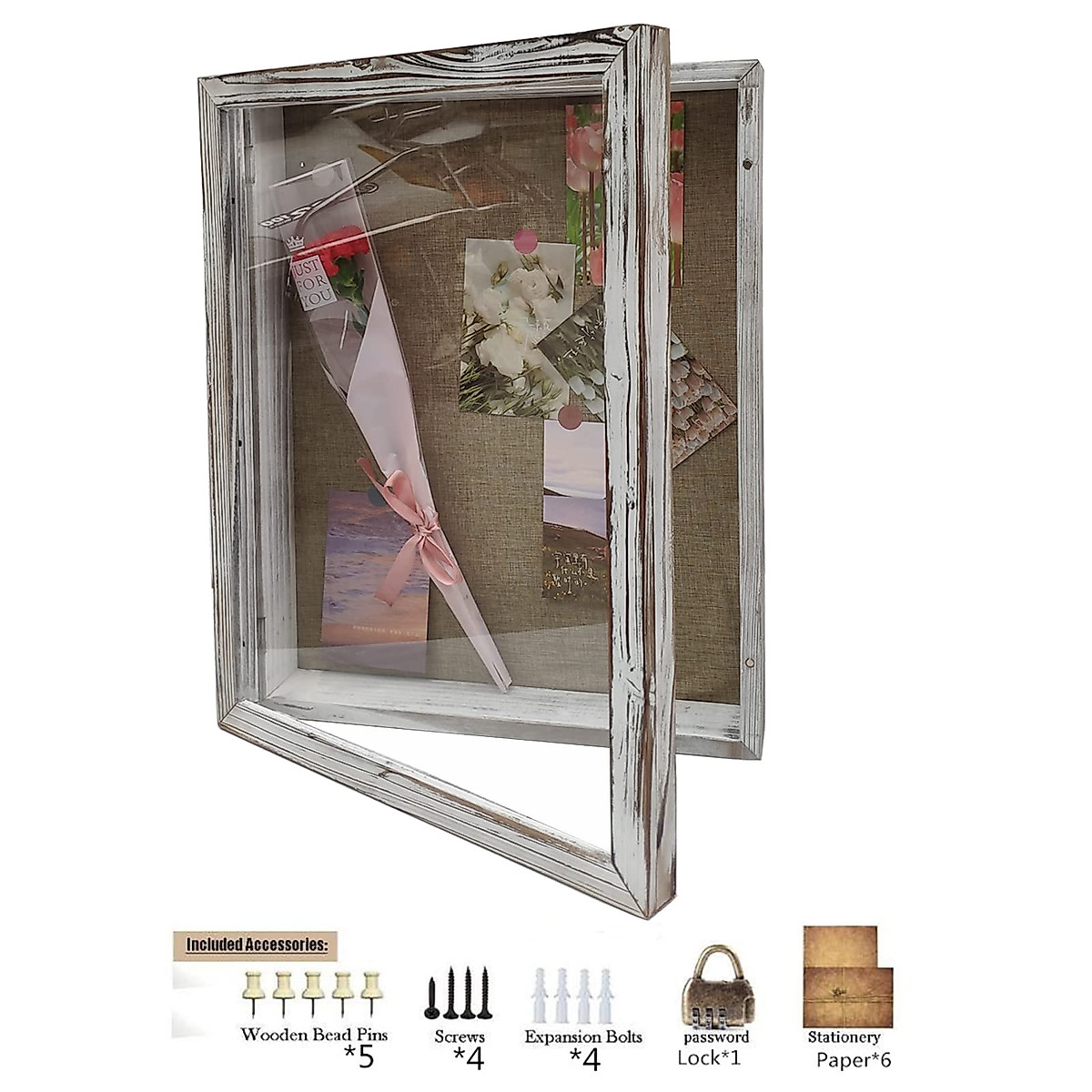 WANLIAN Shadow Box Frame16x20, Extra Large Shadow Boxes Display Cases Wooden Linen Back, Wall-Mounted Deep Display Box Picture Frame for Photos Memorabilia Wedding Jersey Medals Antique (White)