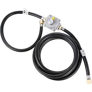 Lemfema 10 Feet Natural Gas Hose Conversion Kit for Grill, Low Pressure Natural Gas Grill Hose with 5" Outlet Pressure Regulator Valve and 1/2" Male NPT x 3/8" Female Flare