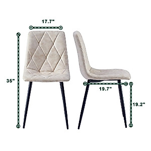 Btrpily 4 Set of Dining Chairs, Metal Frame Dining Chair for Kitchen Room,Technology Cloth Seat Chair for Living Room, Bedroom(Beige)