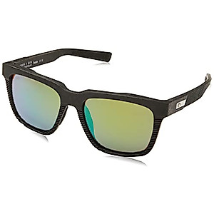 Costa Del Mar Men's Pescador Polarized Rectangular Sunglasses, Net Grey/Blue Rubber/Green Mirrored Polarized-580G, 55 mm