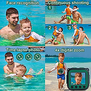 PROGRACE Kids Waterproof Camera Toys - Underwater Video Camera for Kids 1080P HD Camcorder Toy Gift Boys 3 4 5 6 7 8 9 10 11 12 Year Old Vlogging YouTube Children Digital Camera Build-in Games