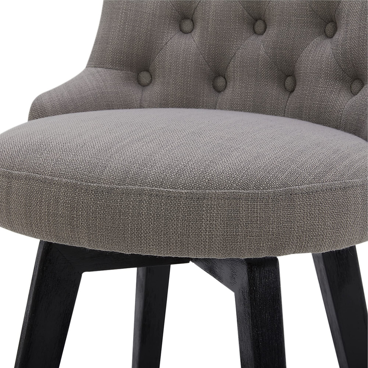 Watson & Whitely Modern Swivel Bar Stools, Performance Fabric Upholstered Counter Height Bar Stool with Back, Solid Wood Legs, 26" H Seat, Set of 2, Flint Grey