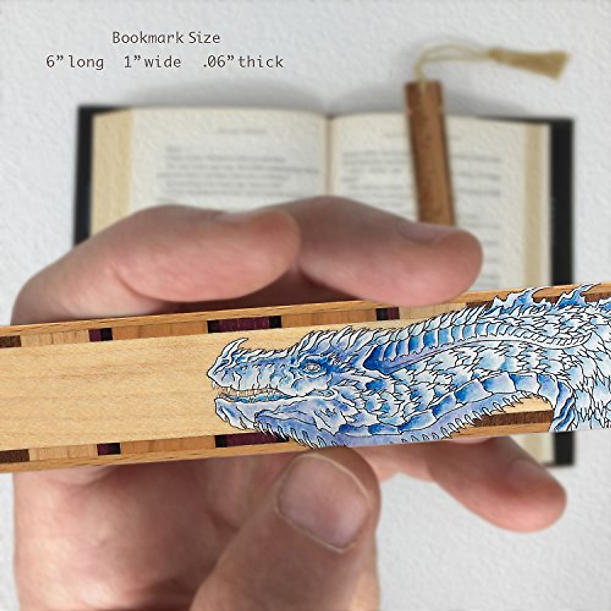 Wooden Bookmark Dragon Art by Kathleen Barsness - Also Available with Personalization - Made in USA