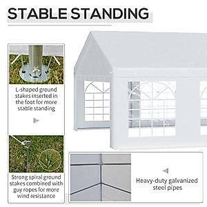 Outsunny 20' x 20' Heavy Duty Party Tent & Carport with Removable Sidewalls and Double Doors, Large Canopy Tent, Sun Shade Shelter, for Parties, Wedding, Outdoor Events, BBQ, White