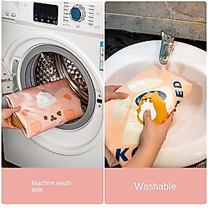 Kawaii Water Resistant Thick Over Size Storage Bag, Cute Aesthetic Cartoon Print Folding Organizer Bag, Under Bed Storage Carrying Bag with Reinforced Handle for Bedding Comforters (Pink,Large)