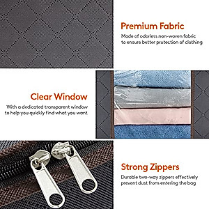 Lifewit 4-Pack Clothes Storage Bag, Foldable Storage Bins Closet Organizer with Reinforced Handle, Storage Containers With Sturdy Fabric Clear Window for Towel, Sweater, T-shirts, Gray