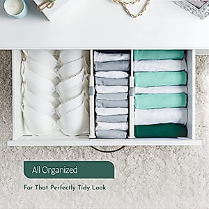 Adjustable Drawer Dividers, [4 Pack] Adjusting Length from 11 Inch - 17 Inch. Tall Drawer Organizers for Clothes, Locks in Place, Use for Bedrooms, Bathroom, Kitchen & Office Organization and Storage.