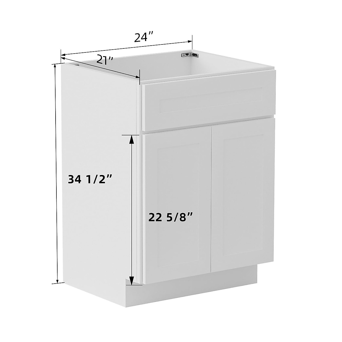 KitchenMan Bathroom Vanity Without Sink and Top 24 Inch Unassembled Bathroom Sink Cabinet not Include Handles, Double Door Bathroom Vanities for Bedroom, Living Room, Kitchen, White