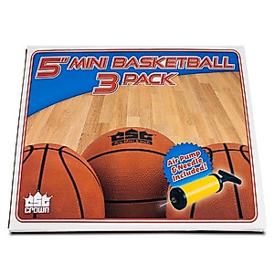 Crown Sporting Goods Mini Basketball with Needle and Inflation Pump (Set of 3), 5-Inch