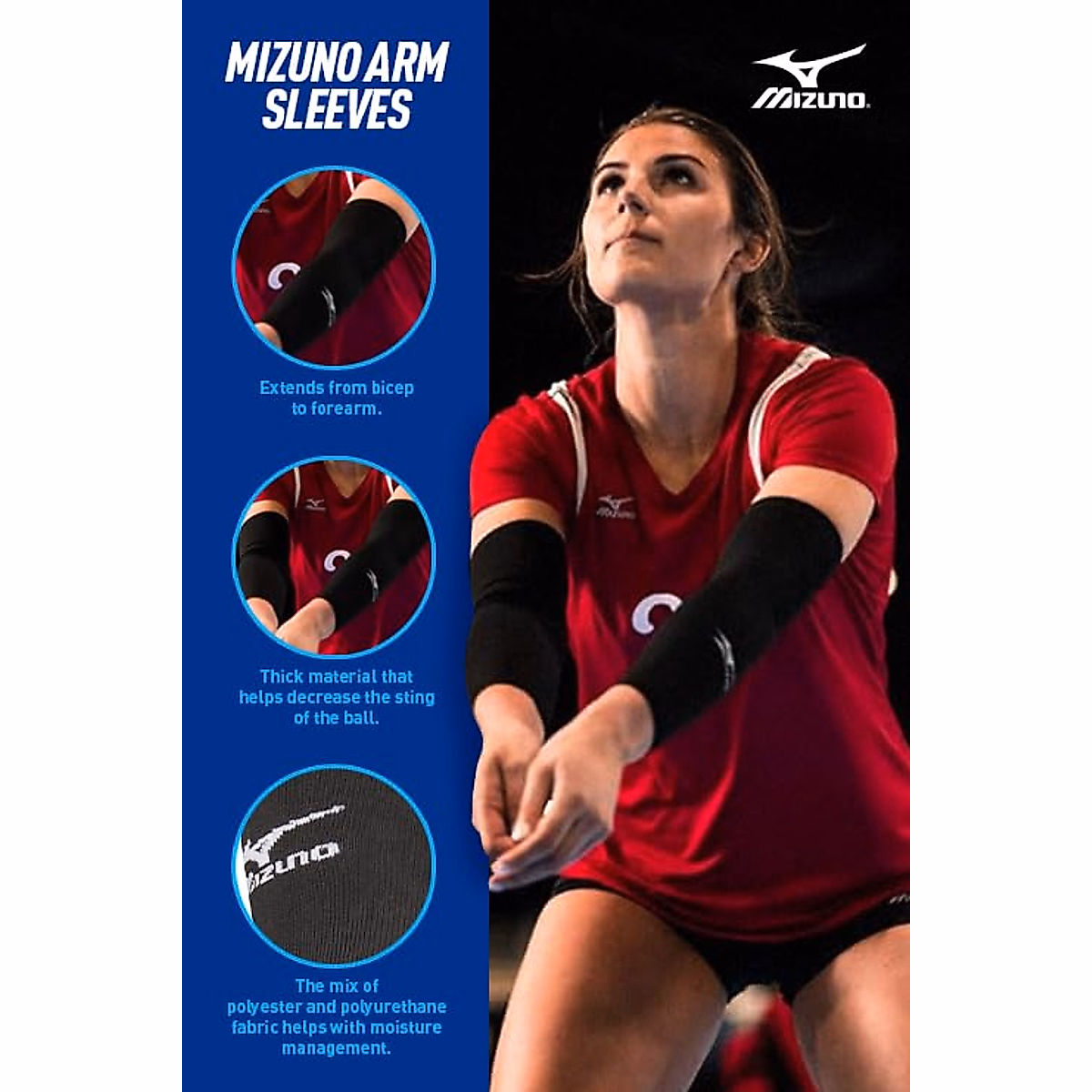 Mizuno Arm Sleeves, Navy, OSFM