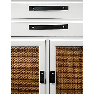 KEYAIIRA - Leather and Brass Drawer Handle - minimal furniture knobs modern kitchen handle pulls for cabinets farm house Scandinavian dresser hardware