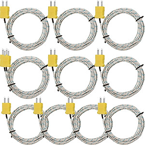 10 Pieces 3 Meters K Type Mini-Connector Thermocouple Temperature Probe Sensor K Type Thermocouple Wire Temperature Sensing Line Measure Range -50 to 400 Celsius, Compatible with TM902C/ TES1310