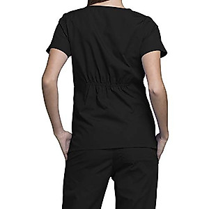 Cherokee Women Scrubs Top Workwear Originals Round Neck 4824, M, Black