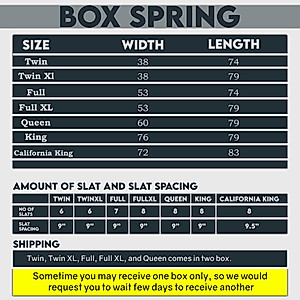 Continental Sleep, 4-Inch Sturdy Box Spring for Mattress Support-Durable and Fully Assembled, Natural Wood Foundation for King, White