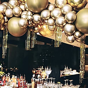 Gold Metallic Chrome Balloon Garland Kit - 102PCS 18In 12In 10In 5In Party Balloon Kit With 33FT Ribbon for Birthday Wedding Graduation Engagement Baby Shower Party Decorations