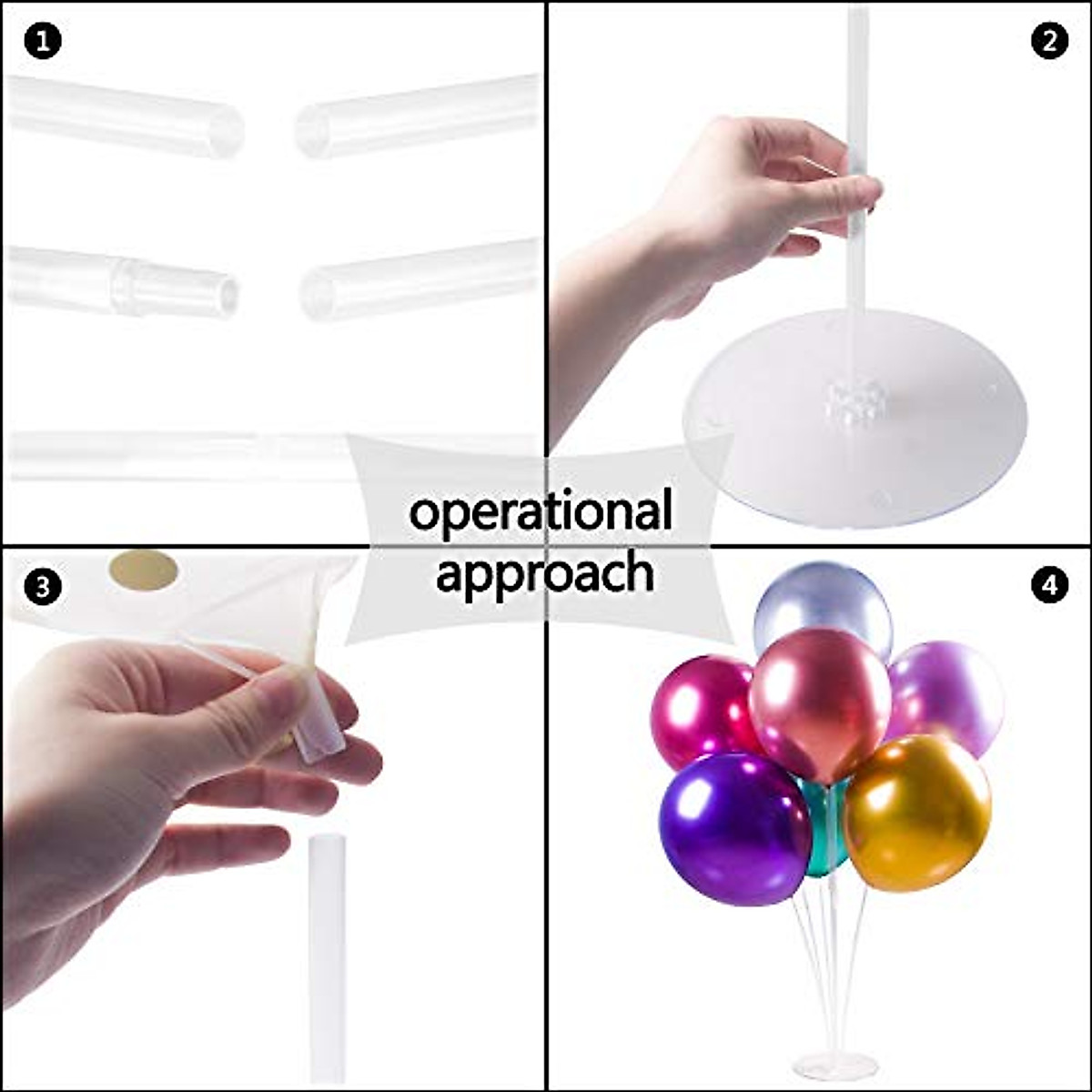 6 Sets Balloon Stand Kit, Table Balloon Stand Holder, Reusable Centerpiece with Base for Birthday Decorations, Party, Wedding and Graduation Decorations