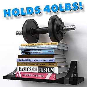 Icona Bay 24 Inch Wall Shelves, Set of 3 Black Modern Rustic Display Shelves, Wall Mount Picture Ledges w/Brackets