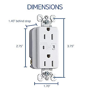 Legrand - OnQ Duplex Outlet Kit Provides Power and Surge Protection to Networking, Power Outlet Kit with Recessed Outlet Compatible with Standard Knockouts, Recessed Power Outlet, 36456902V1