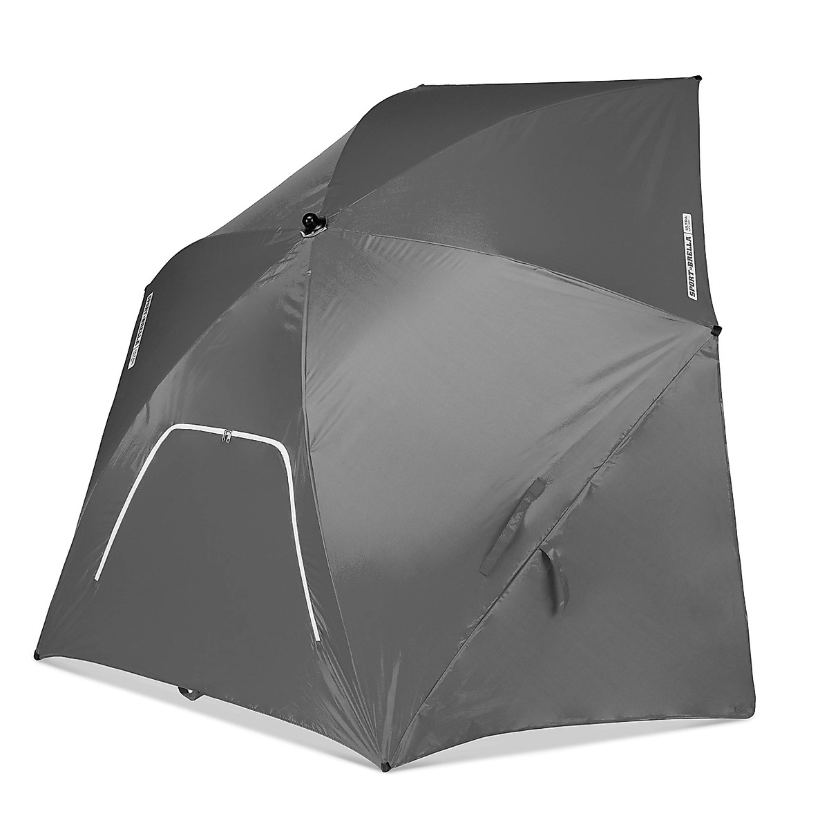 Sport-Brella Ultra SPF 50+ Angled Shade Canopy Umbrella for Optimum Sight Lines at Sports Events (8-Foot), Light Grey