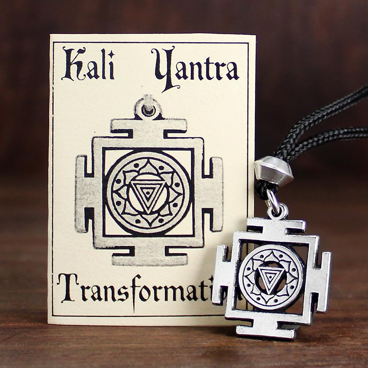 Pewter Kali Yantra of Transformation Hindu Goddess Pendant