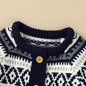 Wugugu Baby Girls Boys Rompers Caps Outfit Newborn Infant Knitted Jumpsuits Hats Suit Unisex Retro Long Sleeve Soft Warm Winter Spring Bodysuit Clothes White 6-12 Months