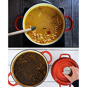 Dutch Oven Enameled Cast Iron Pot - Cocotte with Dual Handle and Cover Casserole Dish - Round Red 10.23" (26 cm)