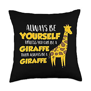 Africa Giraffe Gifts and Giraffe Sayings Funny Unless You Can Be a Giraffe Throw Pillow, 18x18, Multicolor