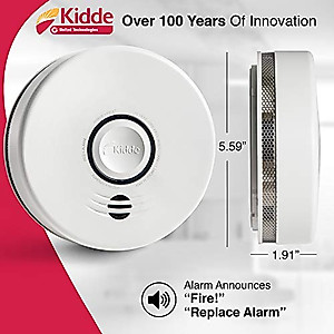 Kidde Smoke Detector, 10-Year Battery, Photoelectric Sensor Wire-Free Interconnect Smoke Alarm, Voice Alert