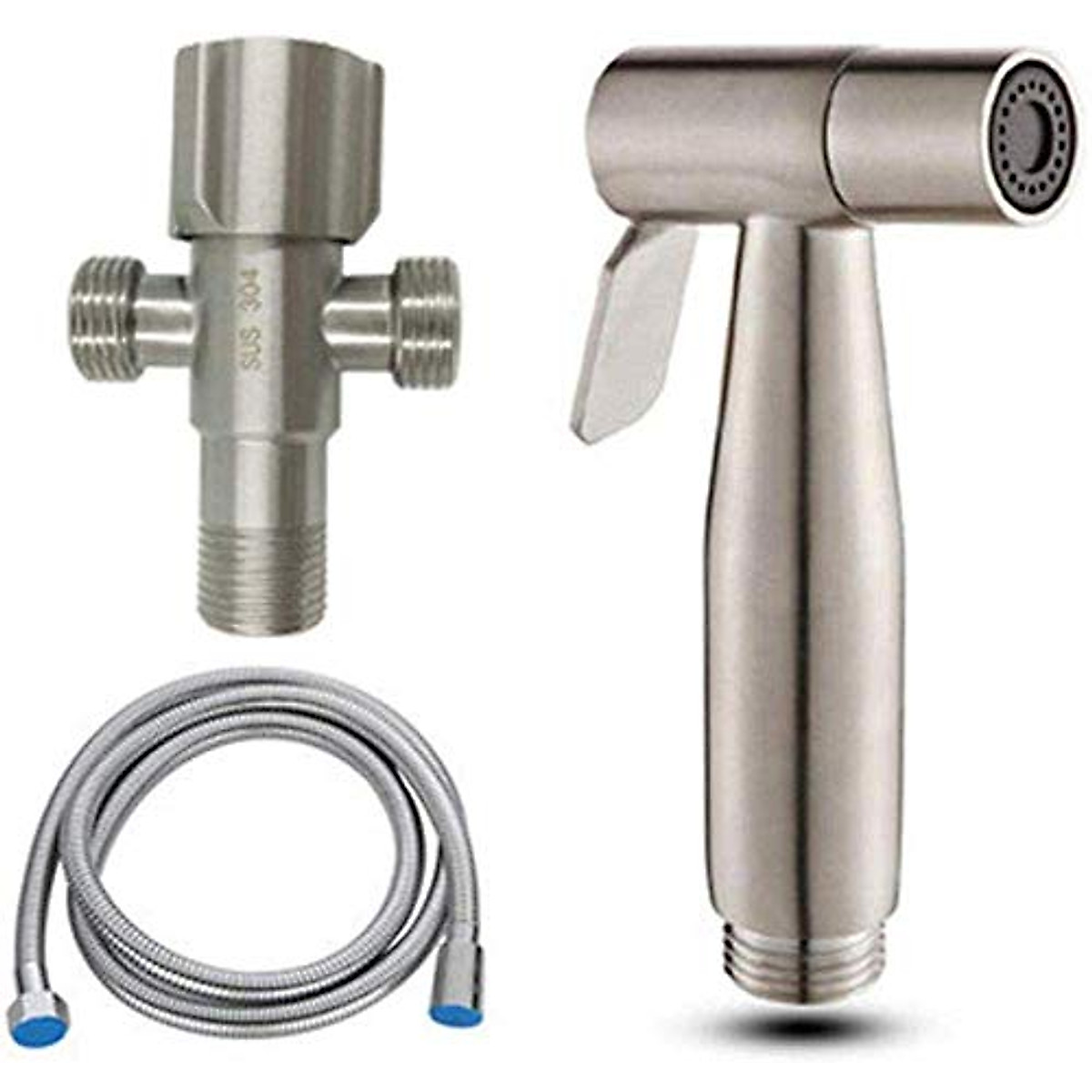 JIYTG Toilet Brush Hand Held Bidet Sprayer Stainless Steel Spraye Toilet Bidet Shower Head with Hose and Bracket Holder Bidet Bidet Washer 304 Stainless Steel Toilet Spray Gun Faucet Set
