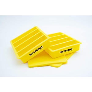 Rectangular Collins Ice Cube Mold with Lid - For Cocktail, Whiskey, Butter and More - BPA Free Silicone - 2 Trays - 4 Large Ice Cubes Per Tray